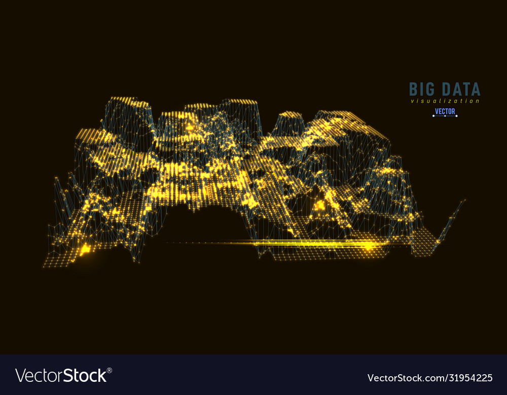 Abstract 3d Big Data Visualization Tangled Vector Image