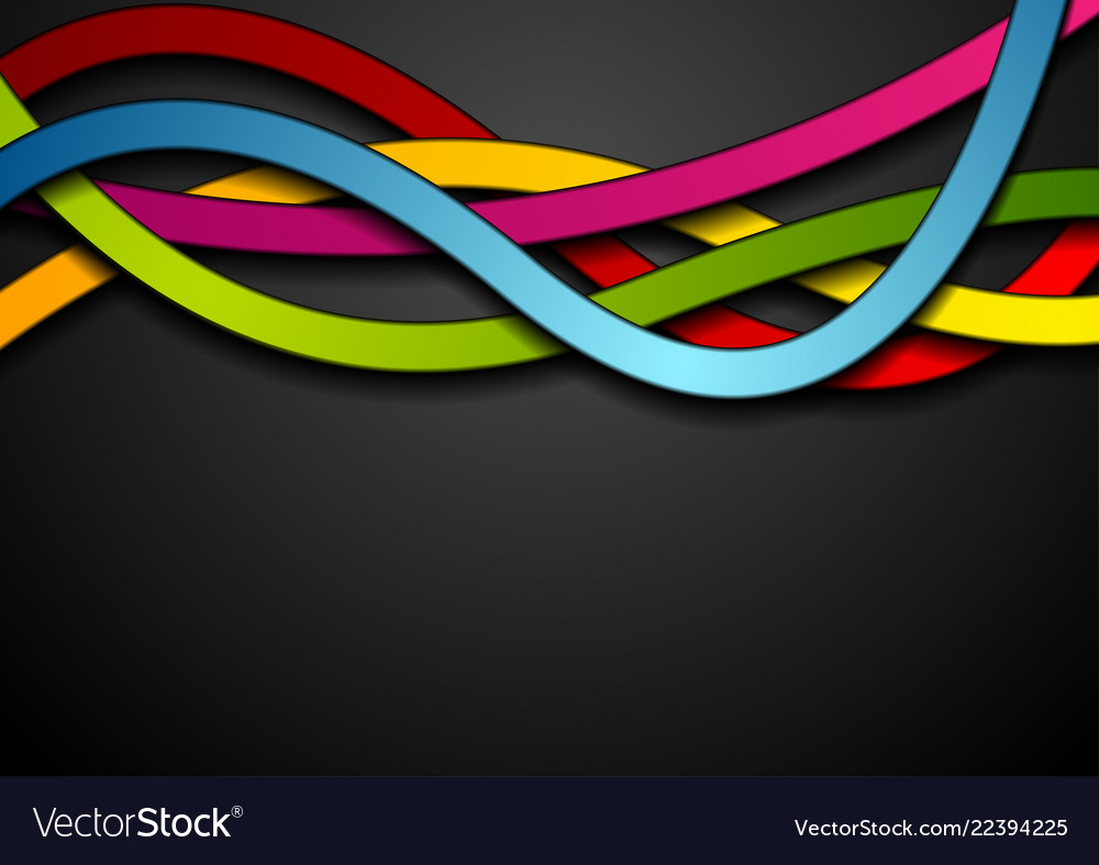 Colorful Abstract Waves On Black Background Vector Image
