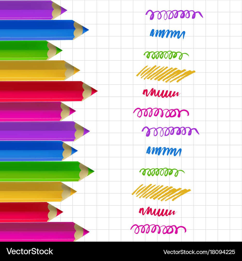 Colour pencils on copy-book paper Royalty Free Vector Image