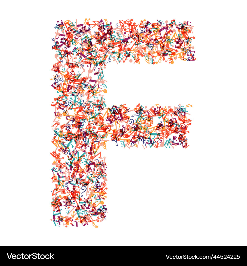 Decorative music note letter f Royalty Free Vector Image