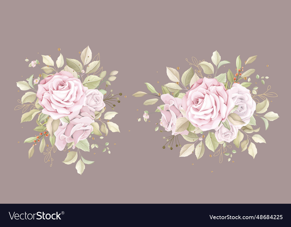 Hand drawn pink roses bouquets Royalty Free Vector Image