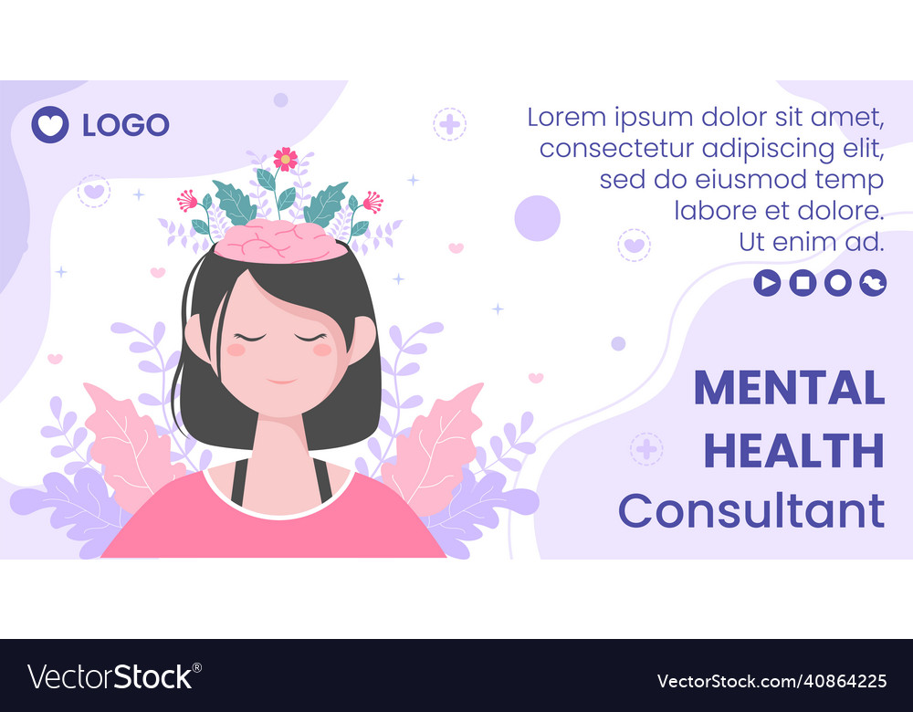 Mental health care consultant post template flat Vector Image Mental health care consultant post template flat Vector Image