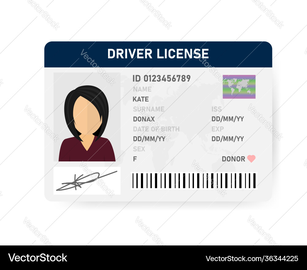 Realistic driver license women on white Royalty Free Vector