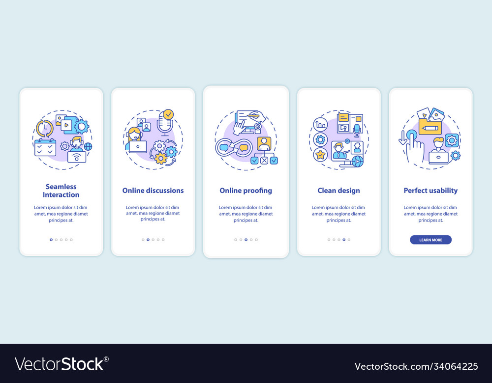 Remote Work App Features Onboarding Mobile Vector Image