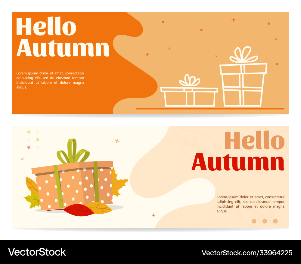 Set cute colored banners for autumn theme Vector Image