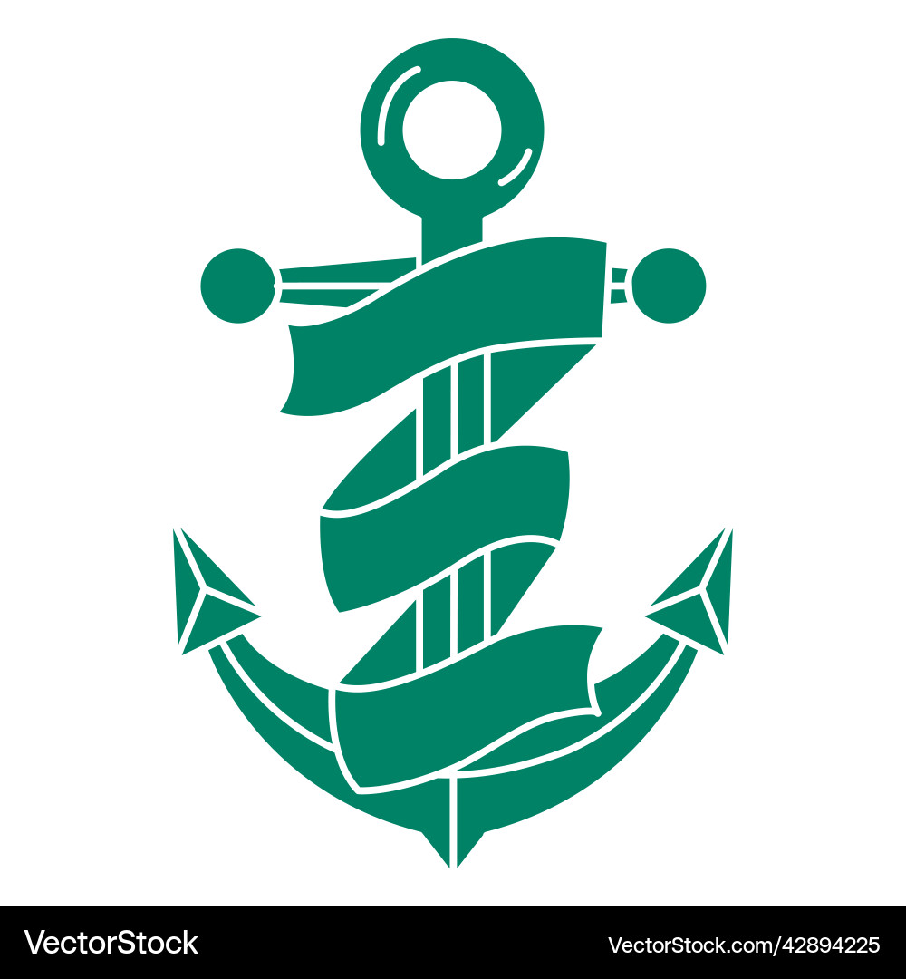Ship anchor ribbon high quality Royalty Free Vector Image