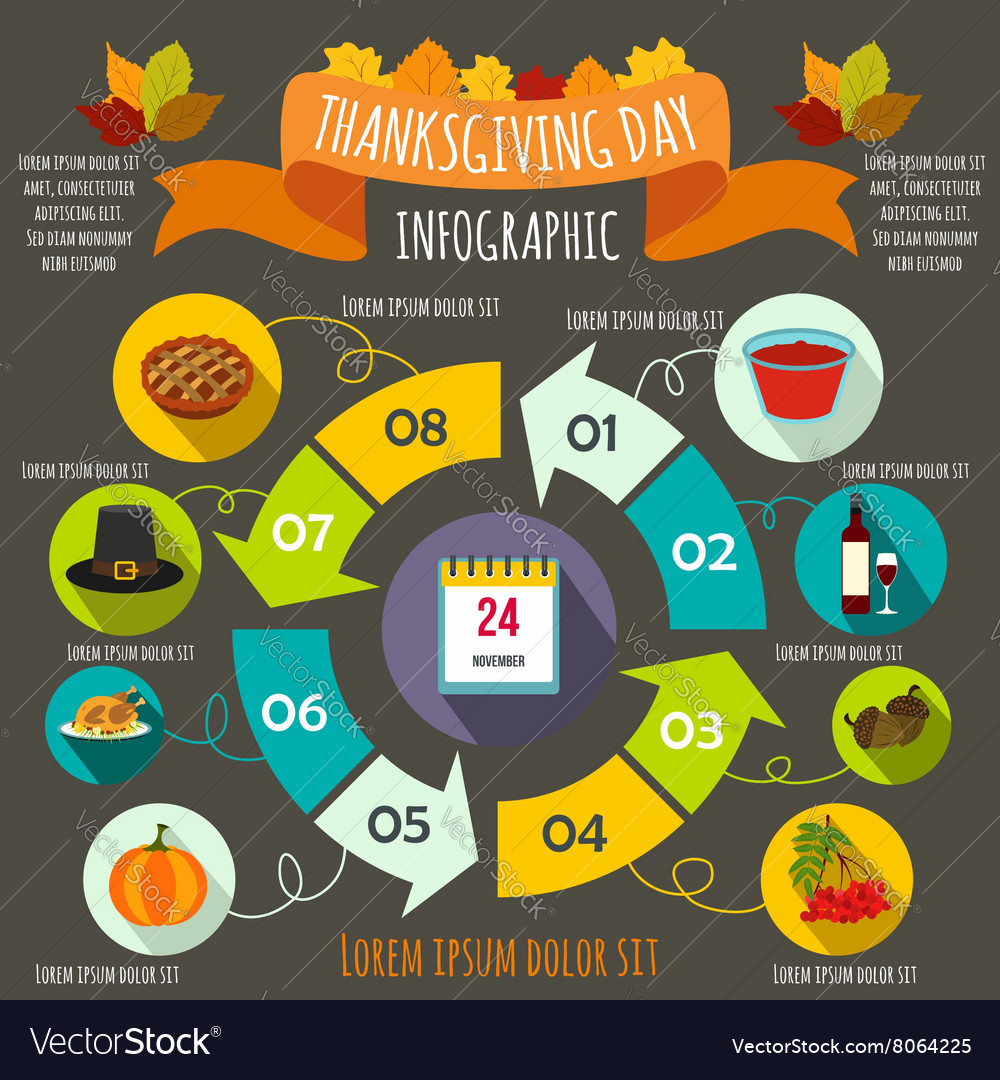 Thanksgiving day infographic elements flat style Vector Image