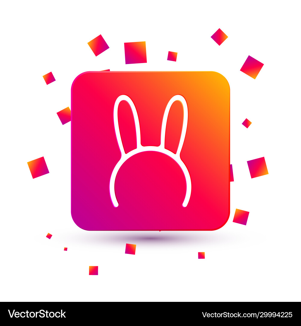 White mask with long bunny ears icon isolated Vector Image