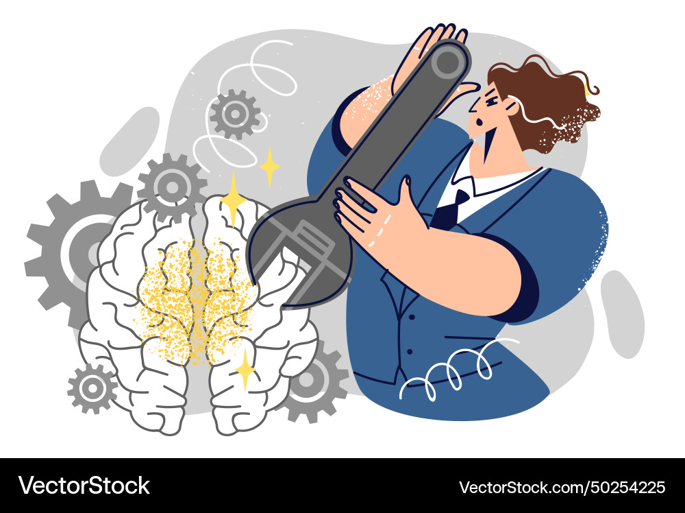 Woman specialist in machine learning Royalty Free Vector