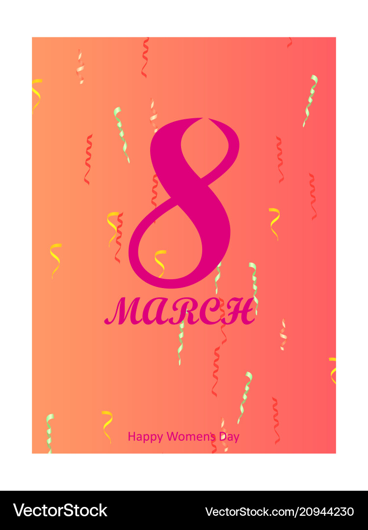 8 march greeting card template international Vector Image
