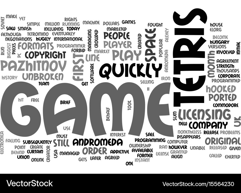 A brief history tetris text word cloud concept Vector Image