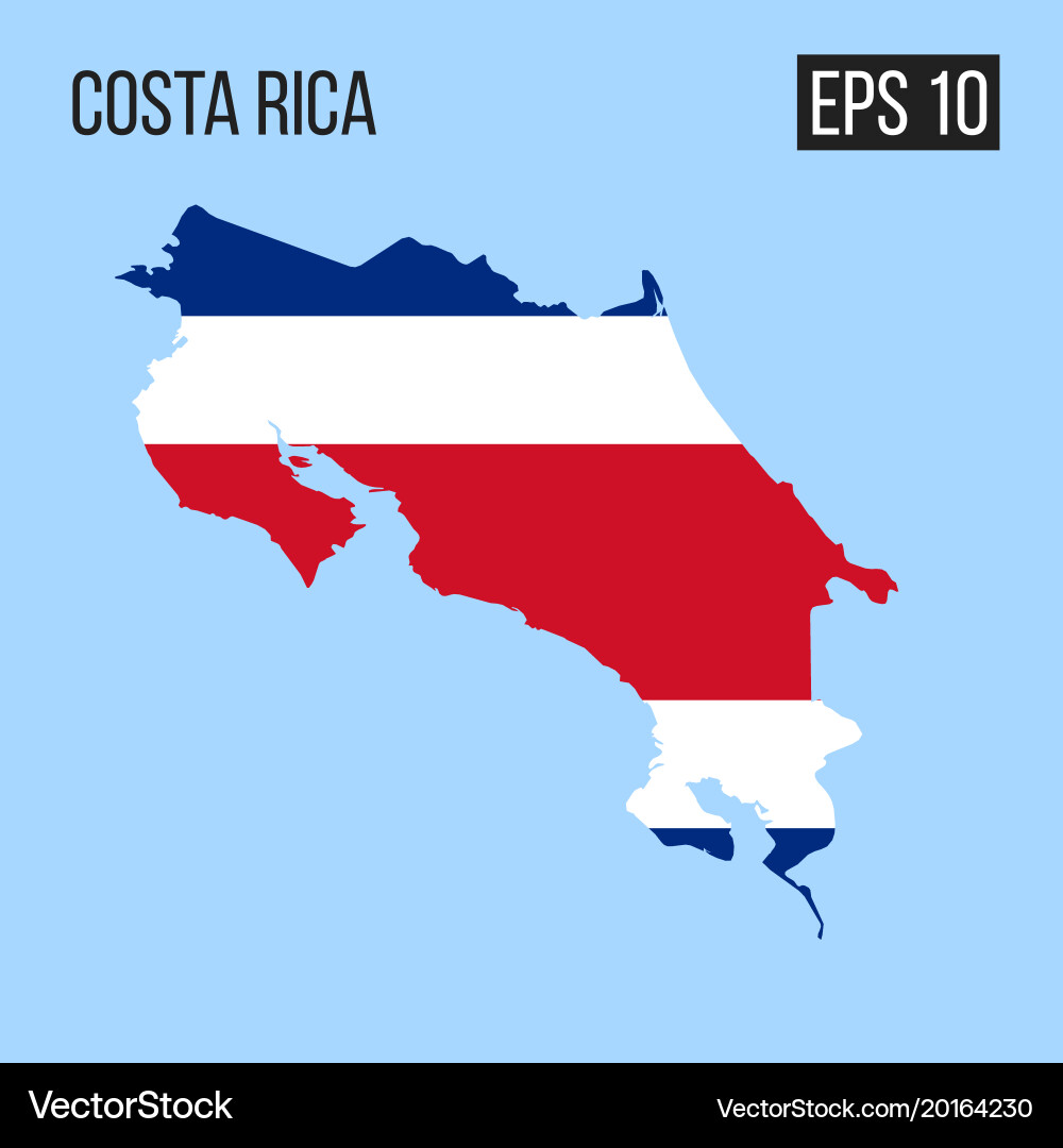 Costa rica map border with flag eps10 Royalty Free Vector