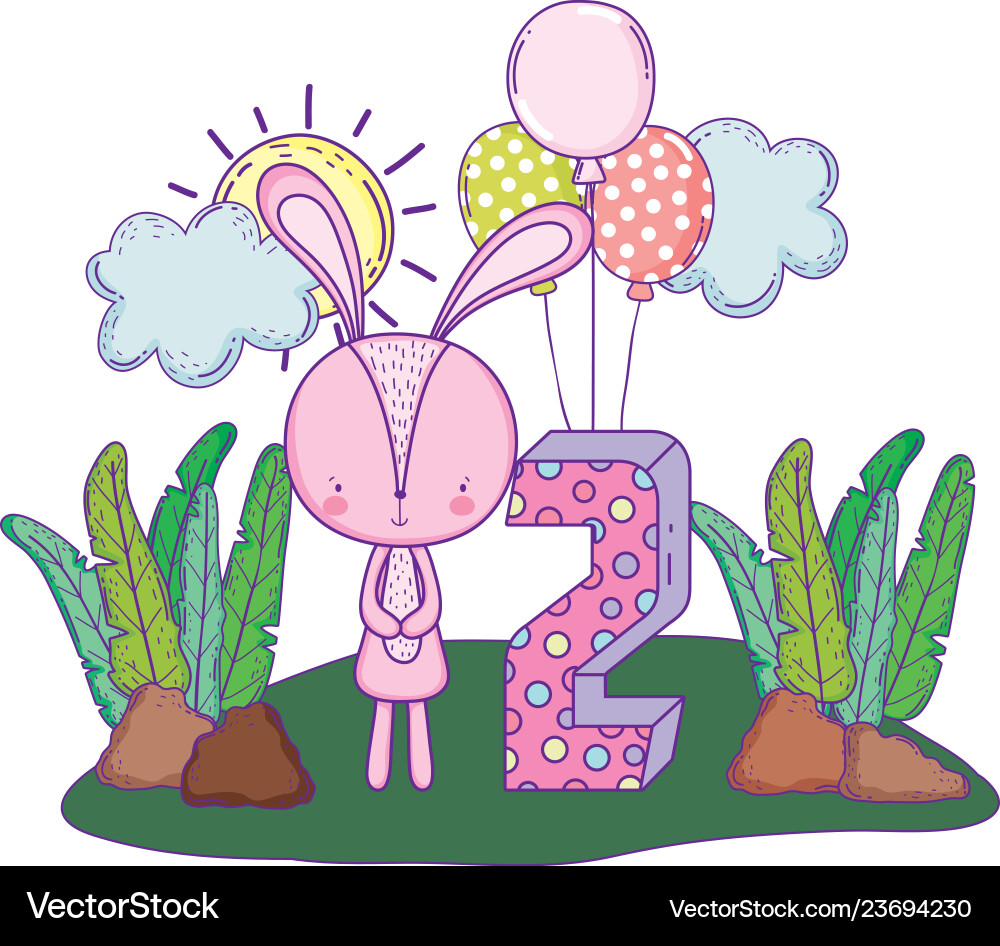 Cute little rabbit with balloons helium Royalty Free Vector