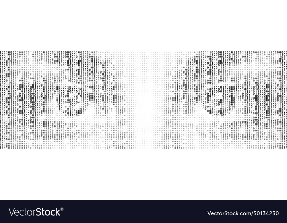 Halftone Letter Binary Code Pattern Forming Vector Image