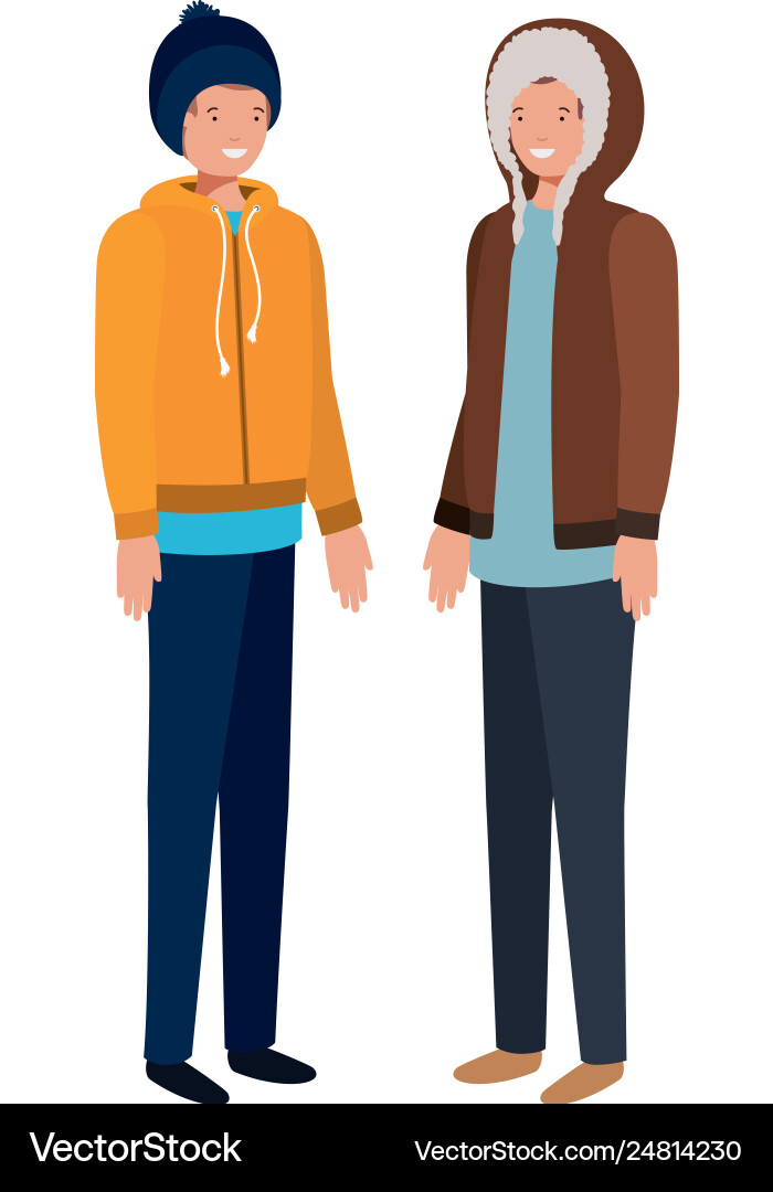 Men with winter clothes avatar character Vector Image