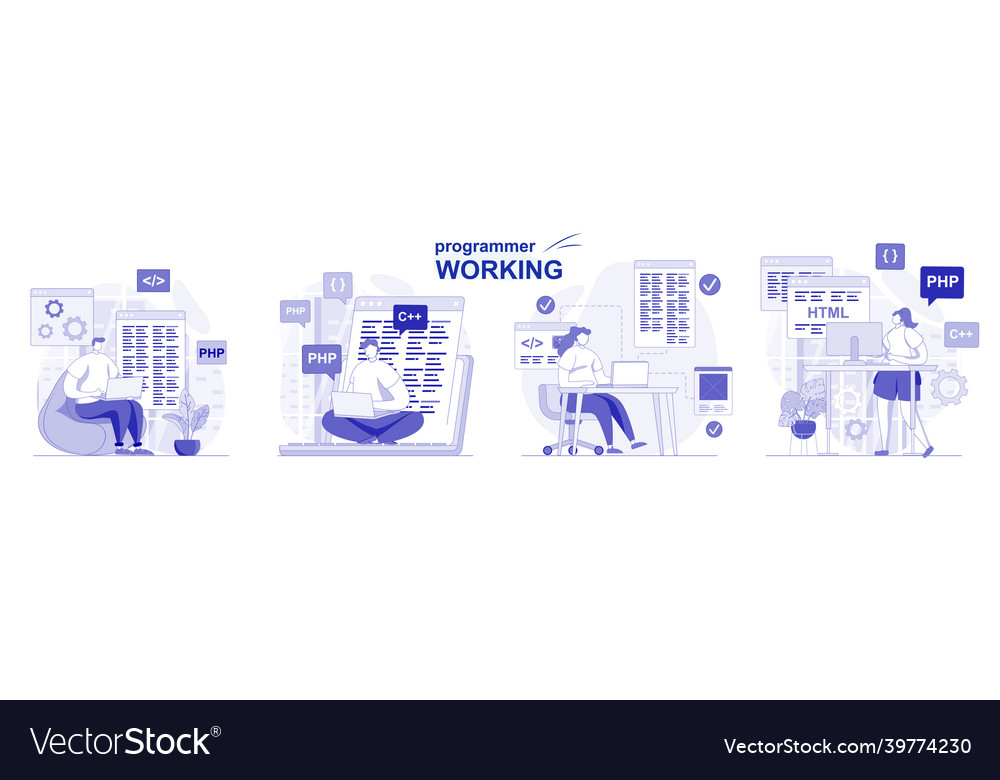 Programmer working web Royalty Free Vector Image