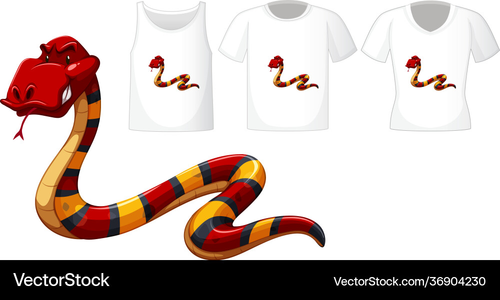 Red snake cartoon character with many types Vector Image