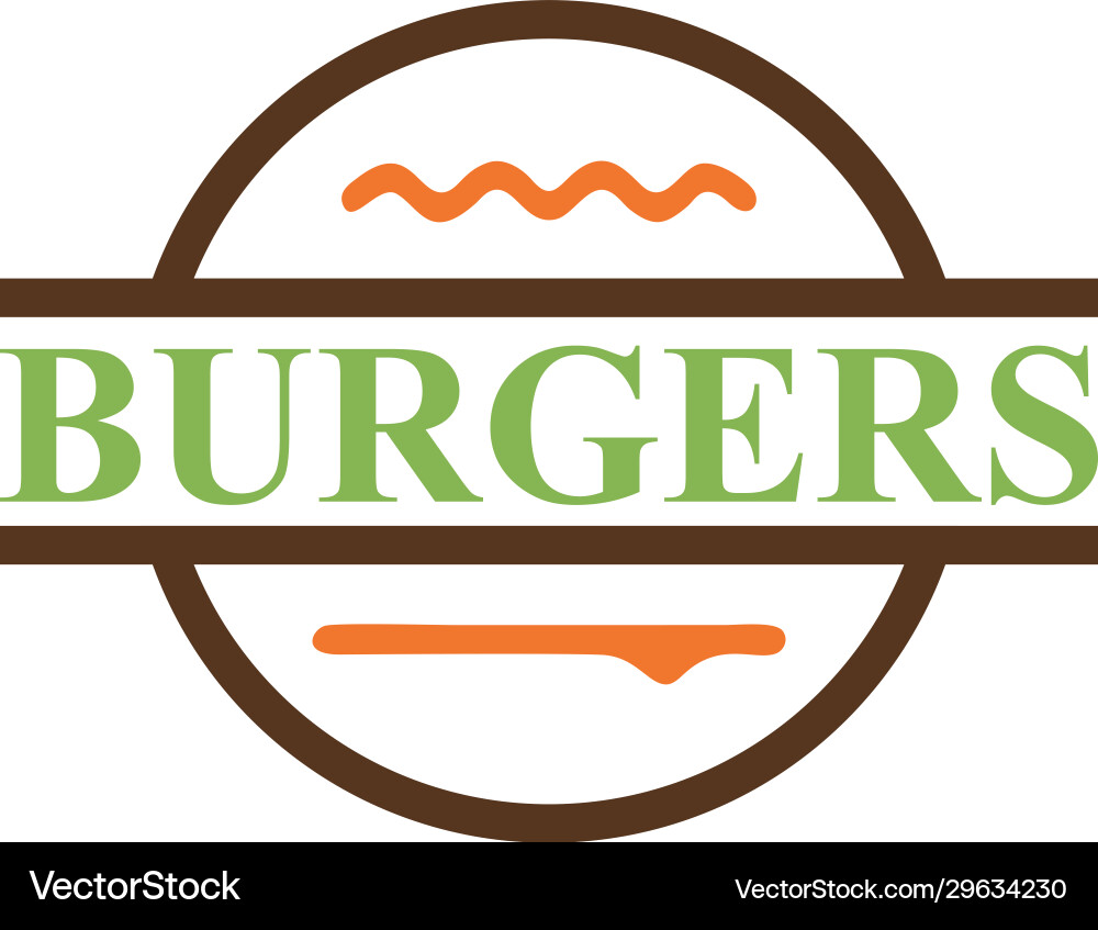 Simple unique burger logo fast food Royalty Free Vector
