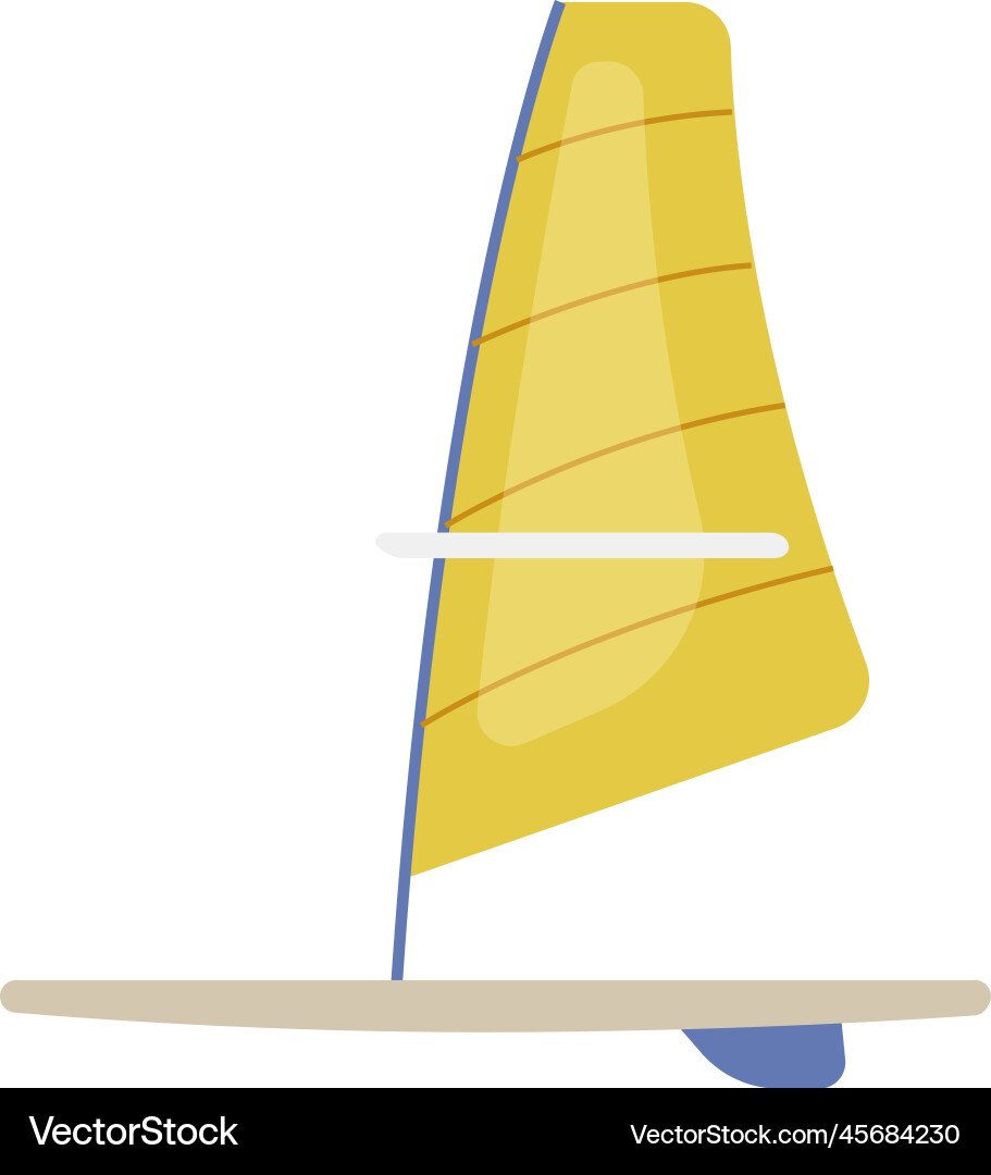 Windsurfer boat with yellow sail ship flat icon Vector Image