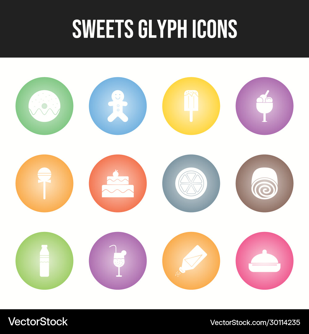 12 sweets icons in one set Royalty Free Vector Image