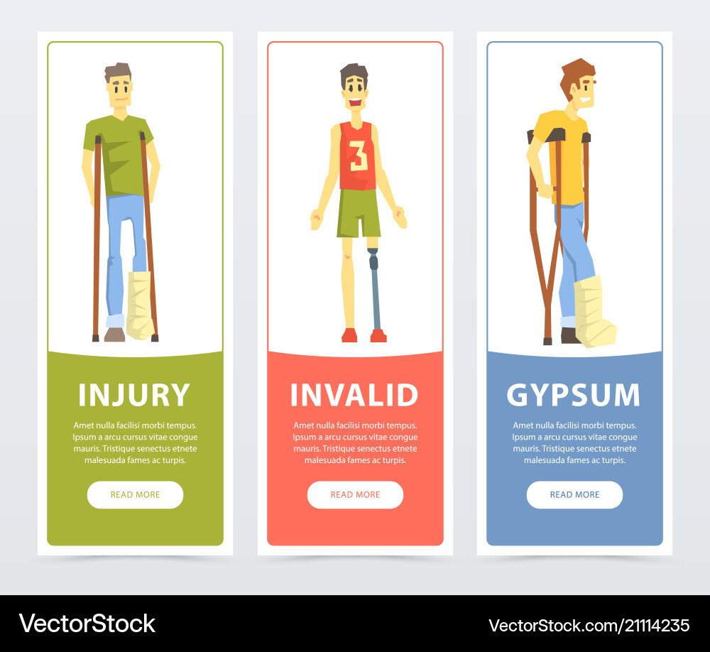 Disabled people banners set injury invalid Vector Image