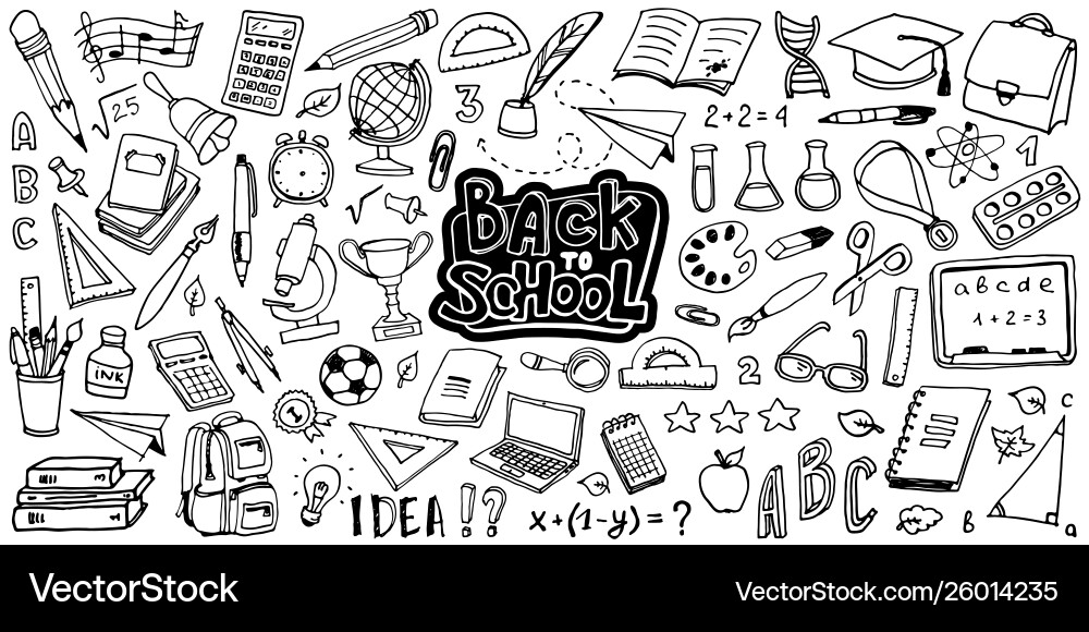 Hand drawn back to school doodle sketch Royalty Free Vector