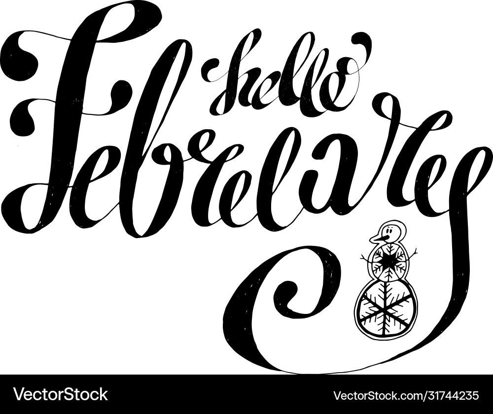 Hand drawn hello february poster postcard Vector Image