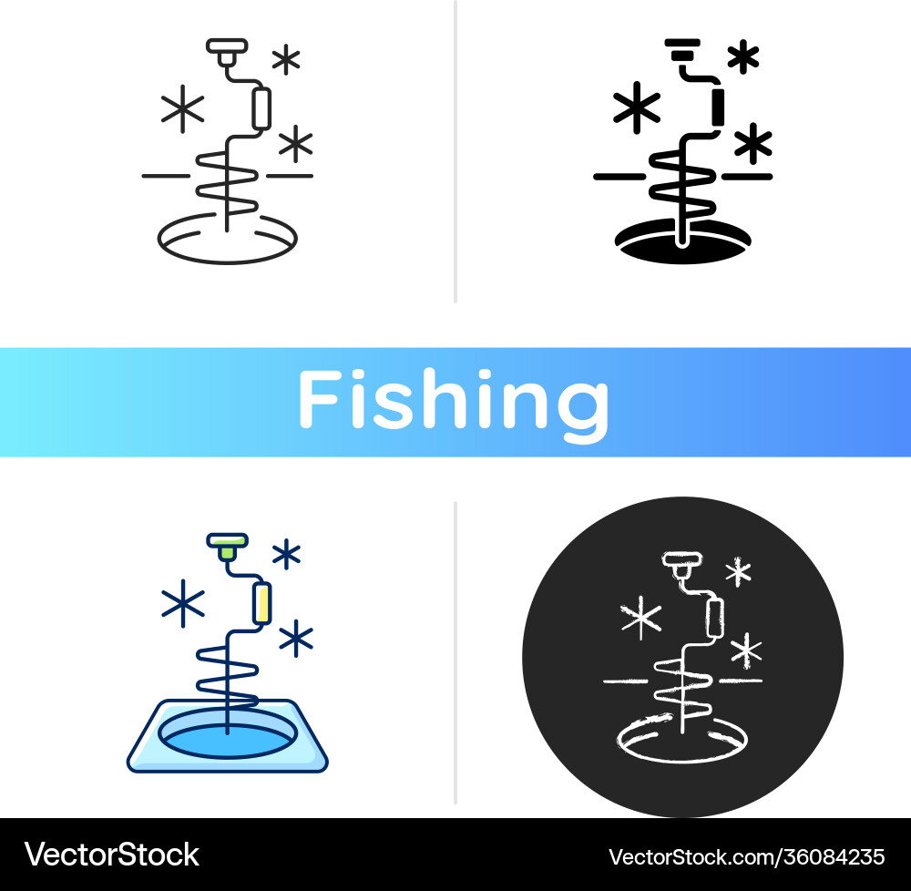 Ice fishing icon Royalty Free Vector Image - VectorStock