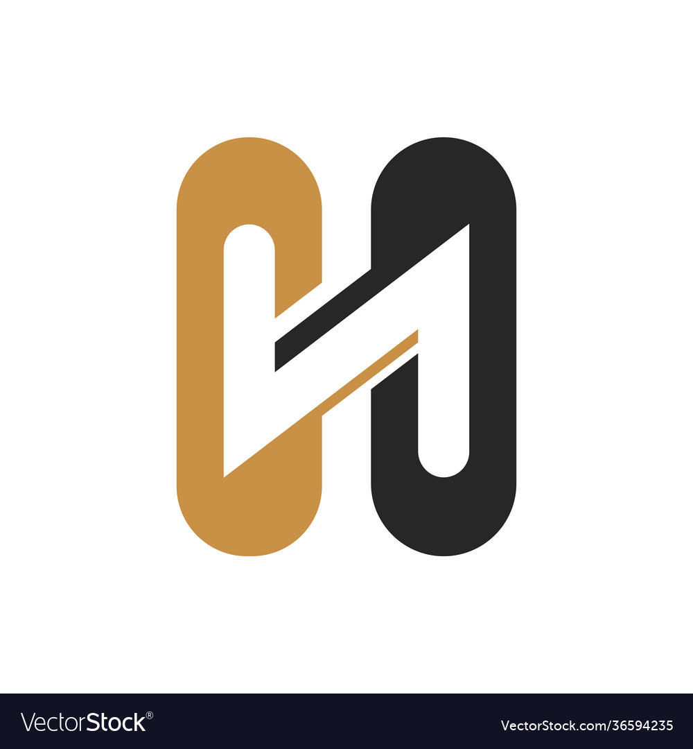 Initial letter nh logo or hn design Royalty Free Vector