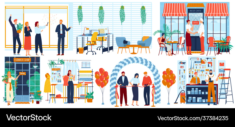 People open business cartoon Royalty Free Vector Image