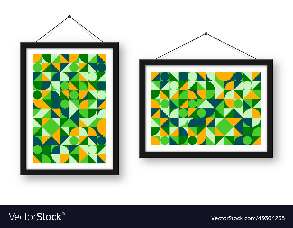 Picture frame with geometric trendy pattern Vector Image