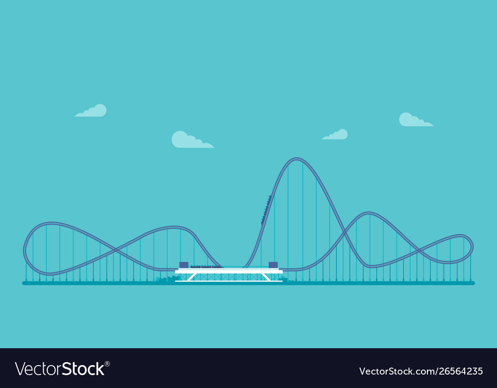 Roller coaster in flat style Royalty Free Vector Image