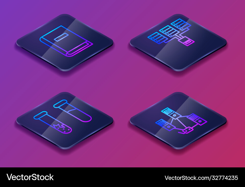 Set isometric line user manual test tube Vector Image
