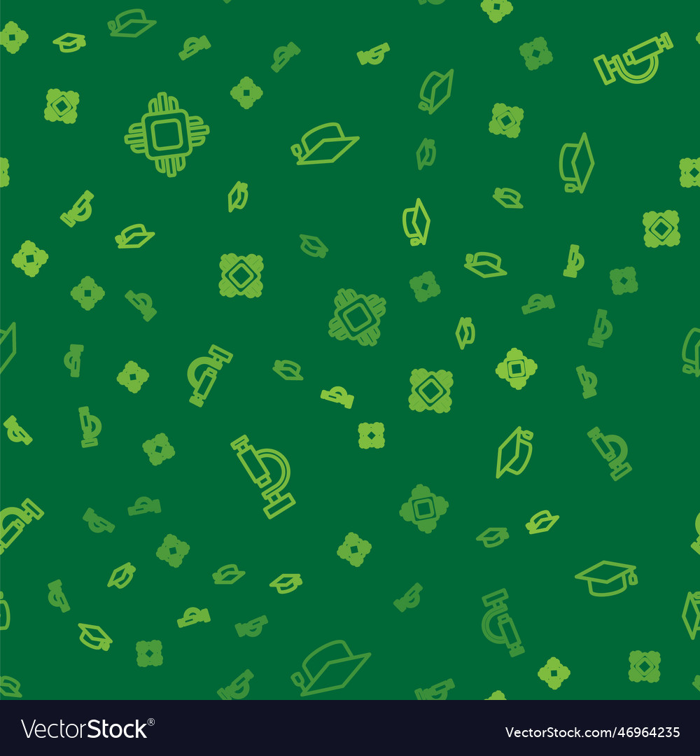 Set Line Processor Cpu Microscope And Graduation Vector Image 