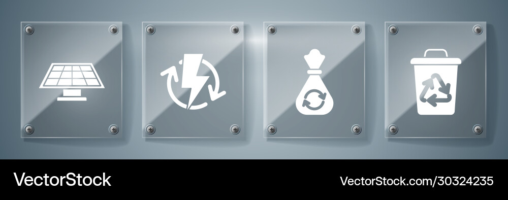 Set recycle bin with recycle symbol garbage bag Vector Image
