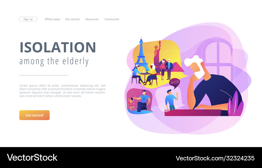 Social isolation concept landing page Royalty Free Vector