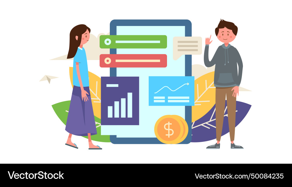 Two people are talking about business Royalty Free Vector