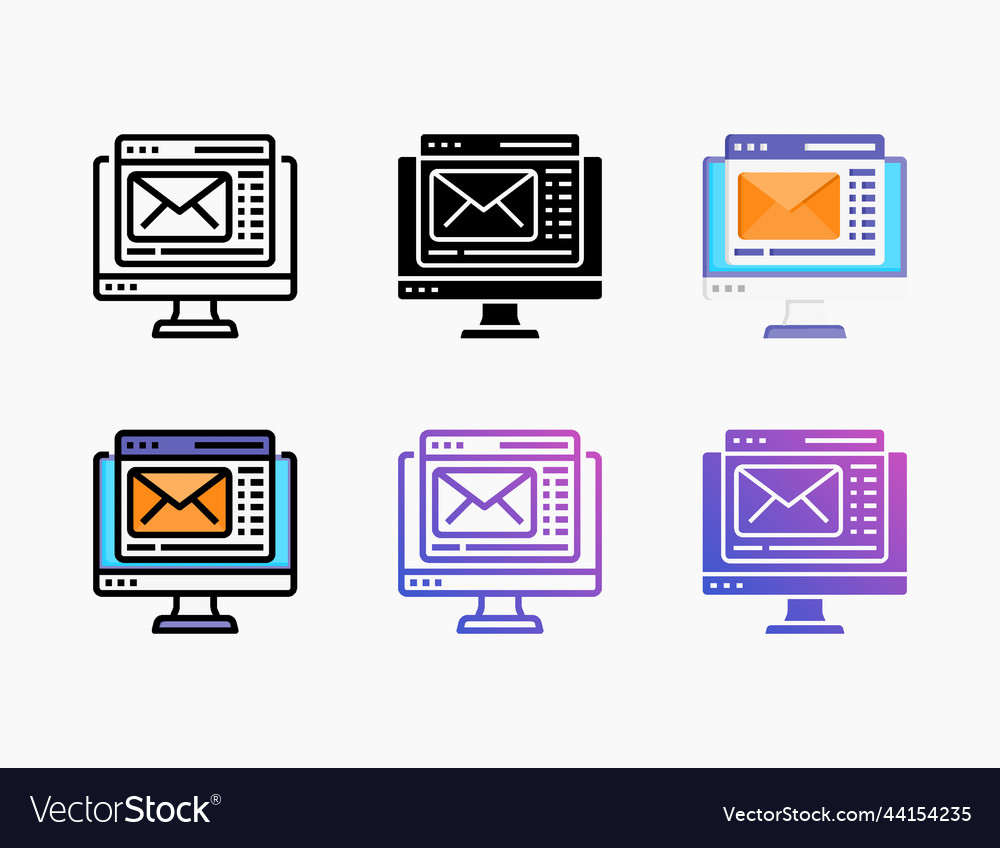 Web mail icon set with different styles Royalty Free Vector