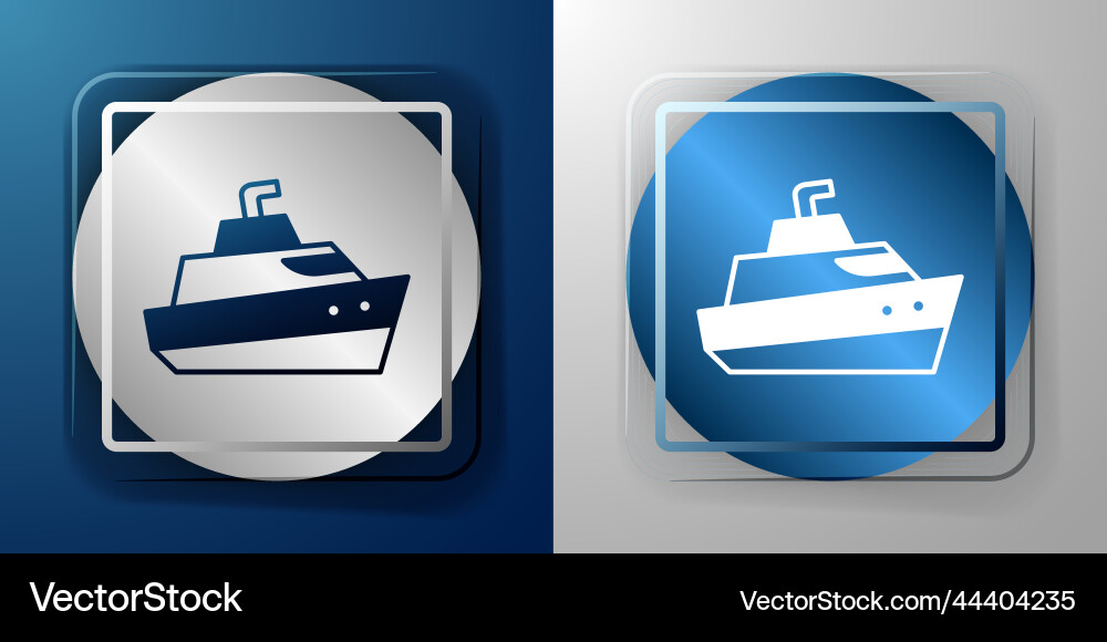 White speedboat icon isolated on blue and grey Vector Image