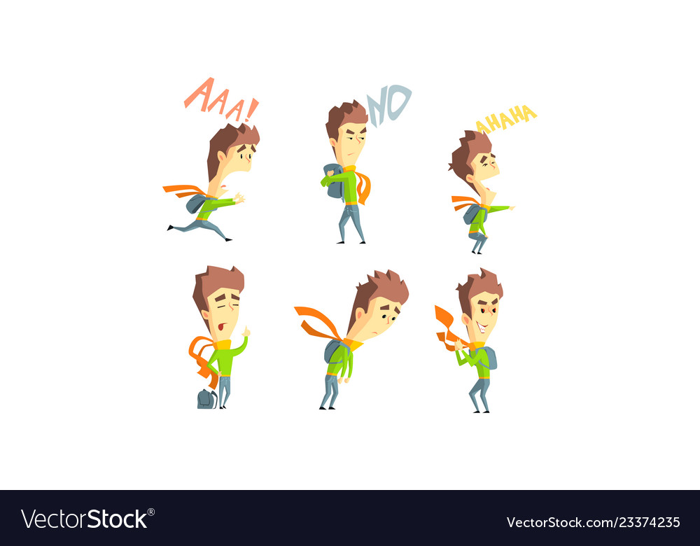 Young man showing different emotions set guy Vector Image
