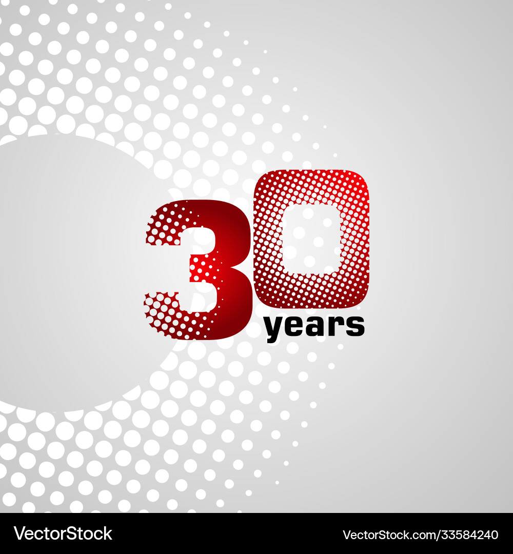 30 years anniversary template design Royalty Free Vector
