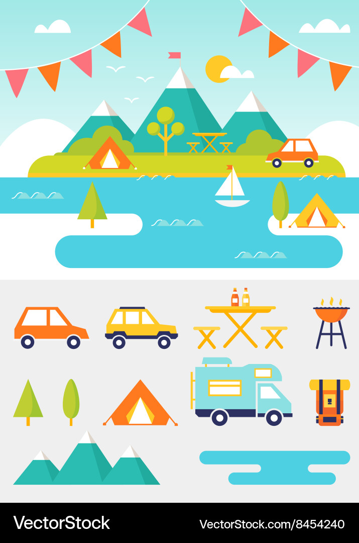 Camping and outdoor activities Royalty Free Vector Image
