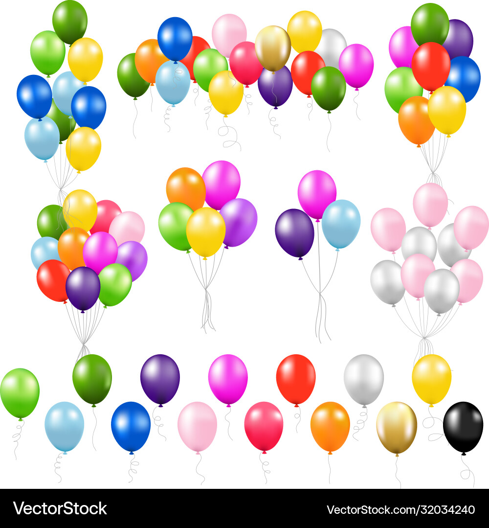 Colorful balloon set isolated white background Vector Image