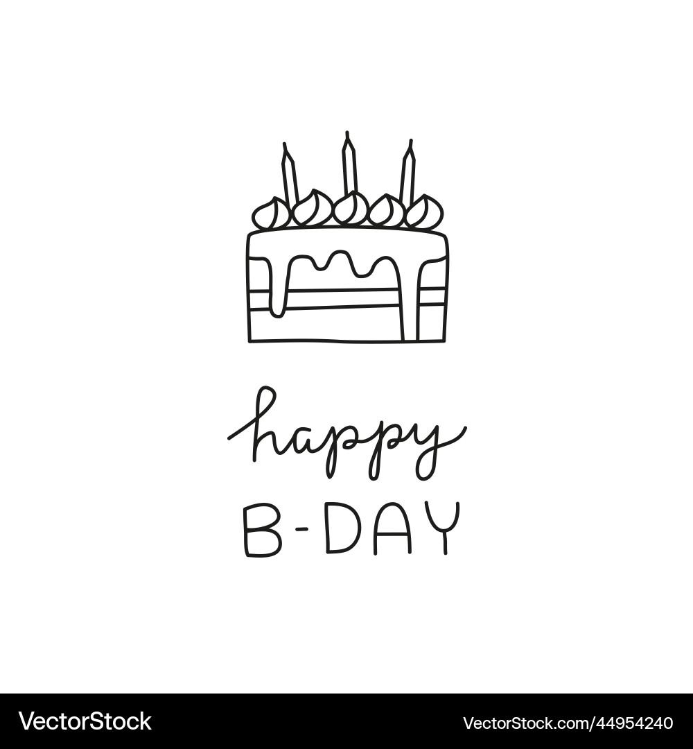 Doodle outline yammy birthday cake Royalty Free Vector Image