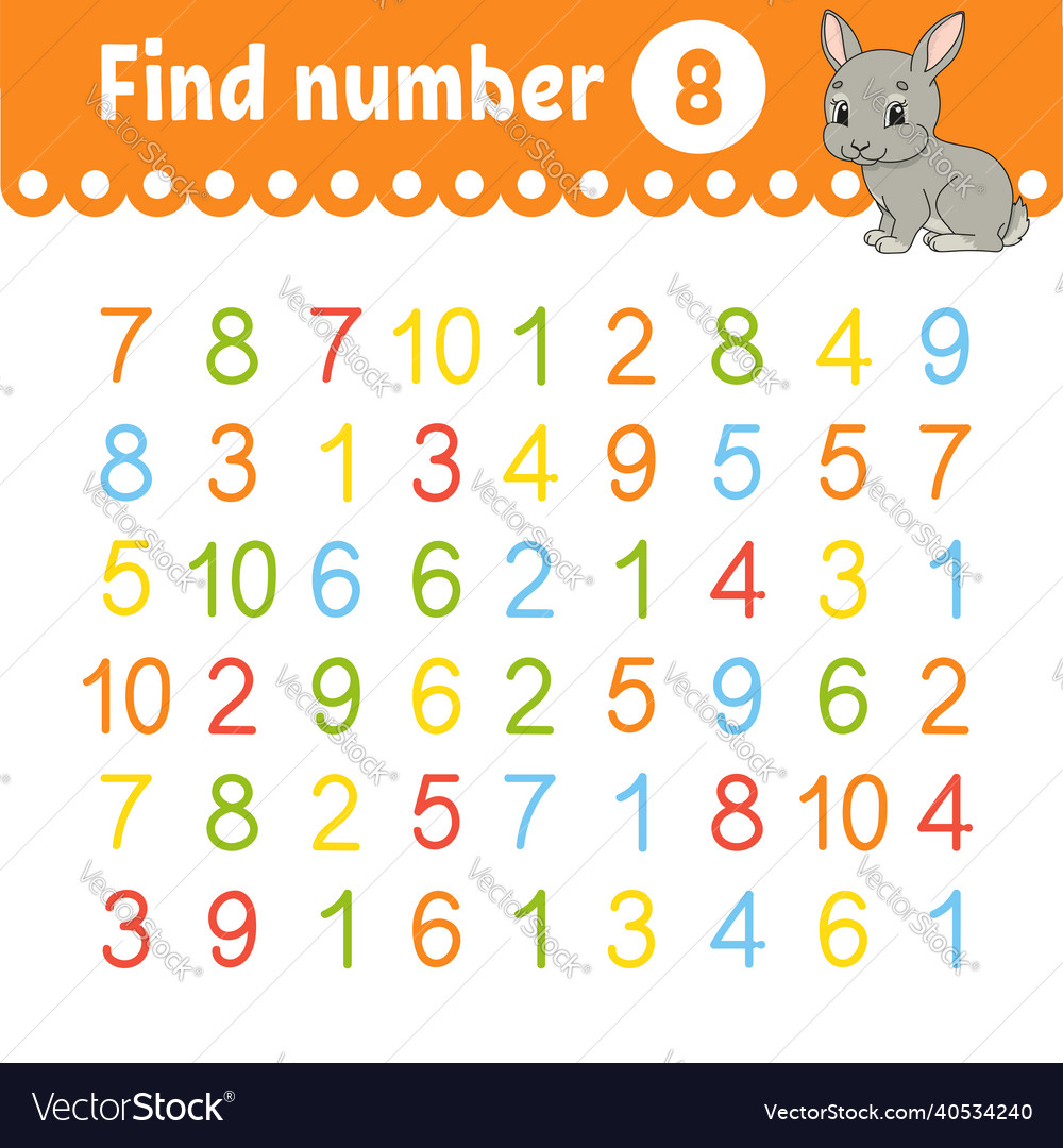 Find number education developing worksheet Vector Image
