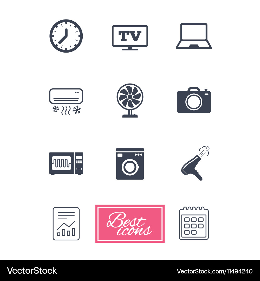 Home appliances device icons electronics sign Vector Image