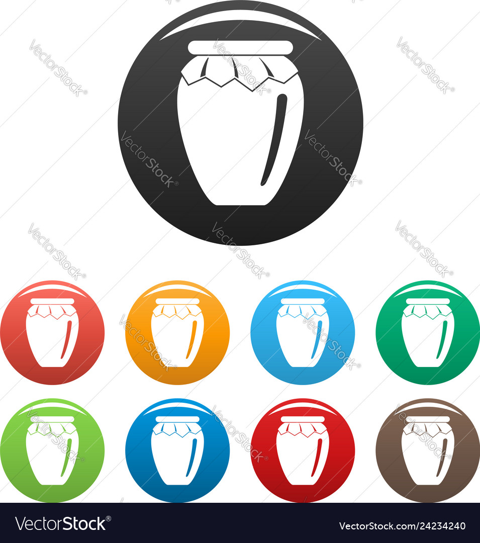 Honey jar icons set color Royalty Free Vector Image
