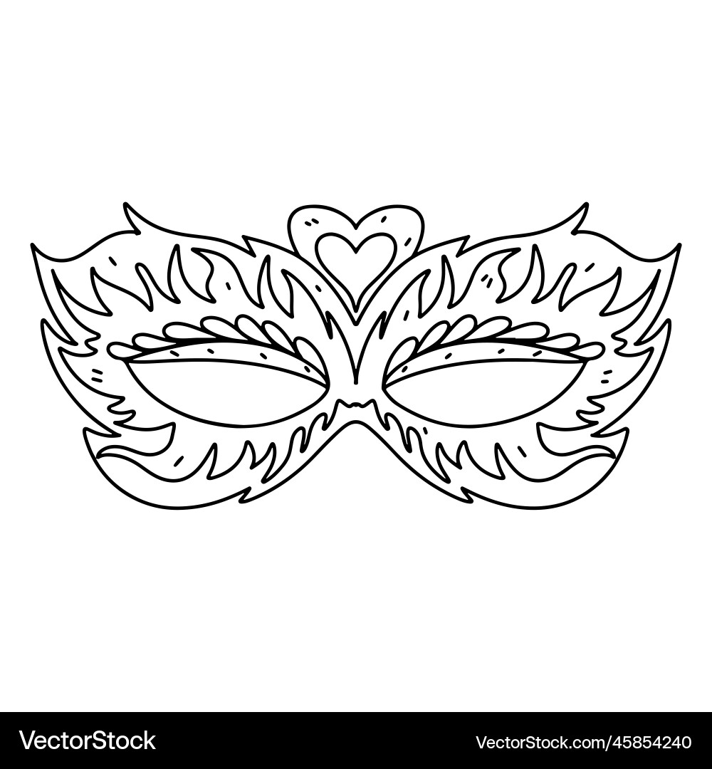 Mardi gras mask in hand drawn doodle style Vector Image