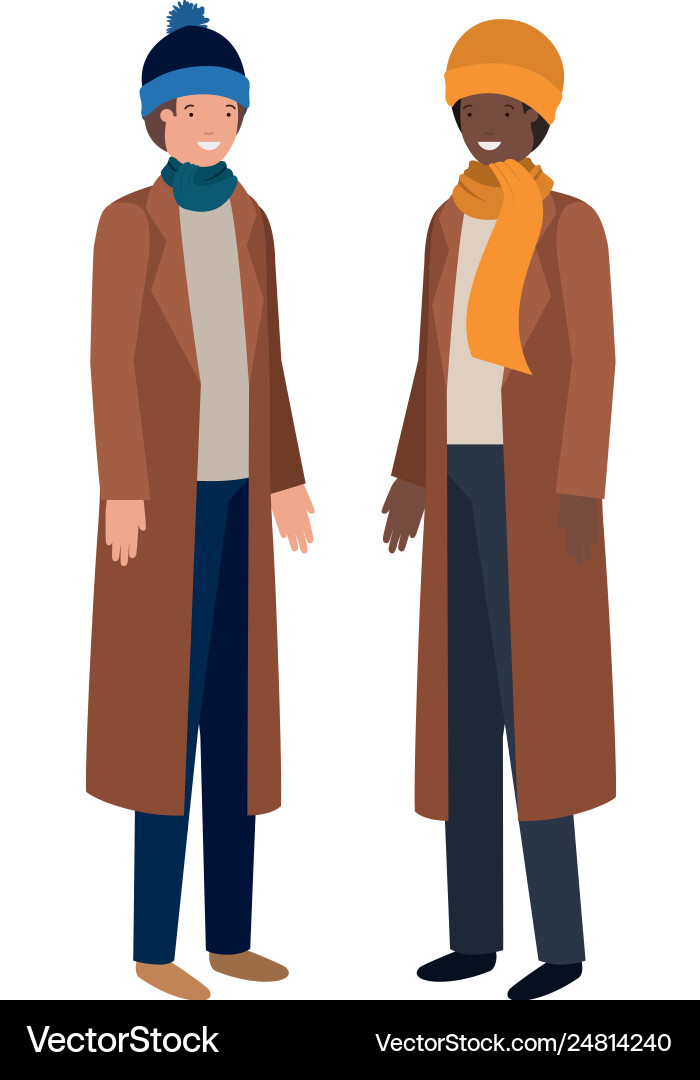 Men with winter clothes avatar character Vector Image