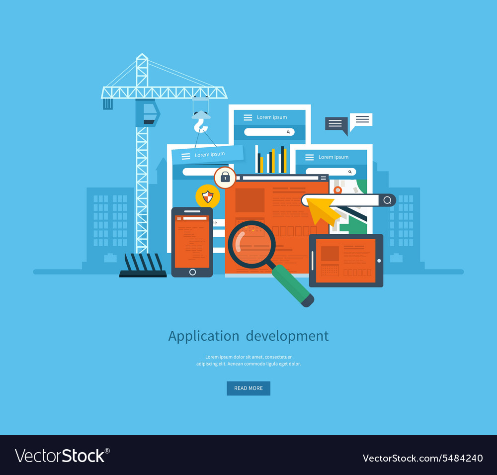 Modern flat design application development concept